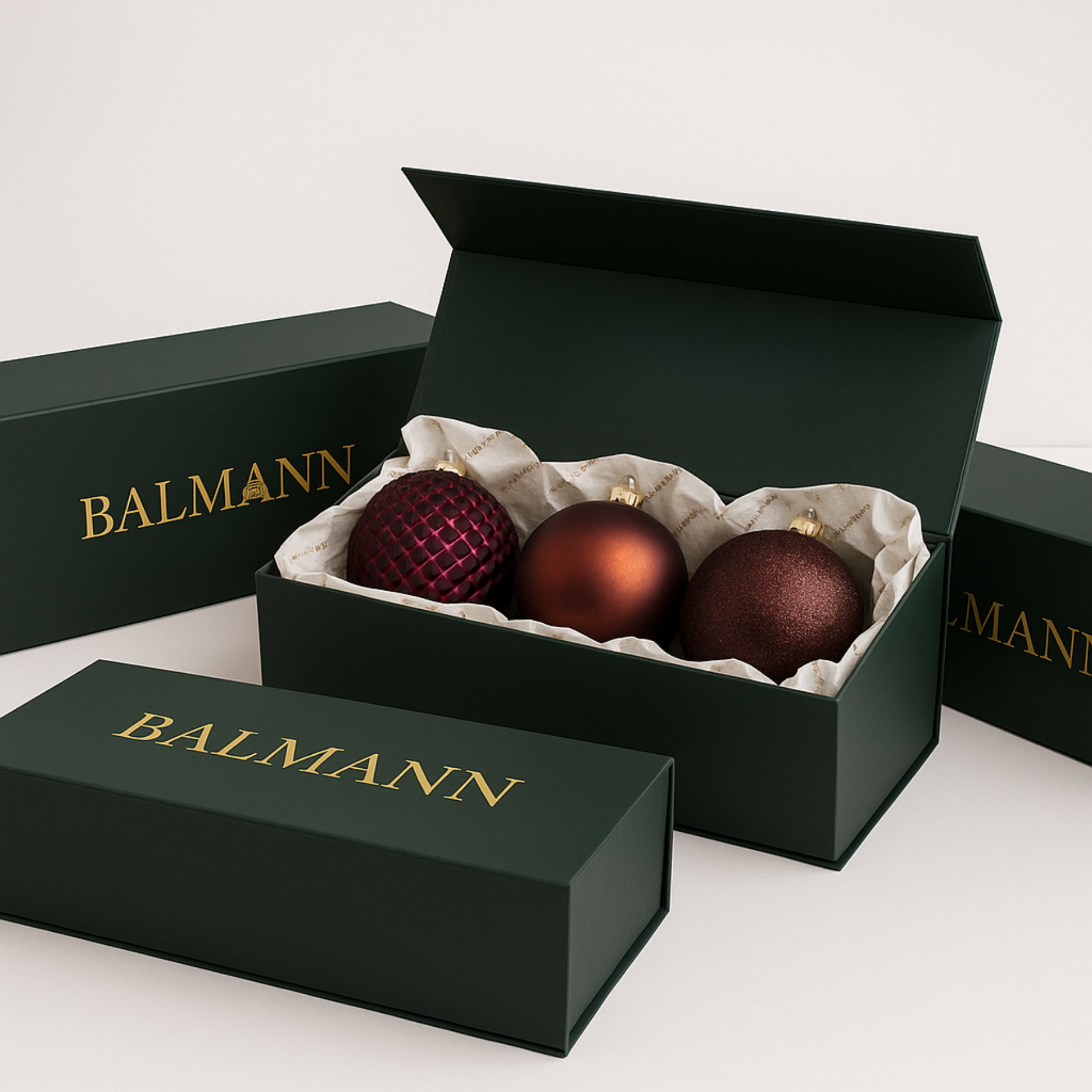 LONDON ROYAL · Burgundy Christmas Baubles Set | Balmann Tree Dubai